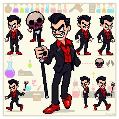 Suave Villain Sprite Sheet Classic 16 Bit Adventure