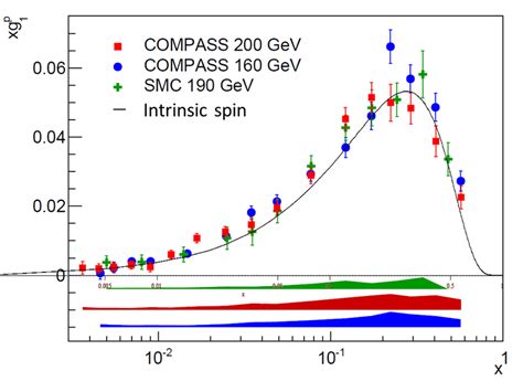 the approximate proton spin structure function brown solid as a