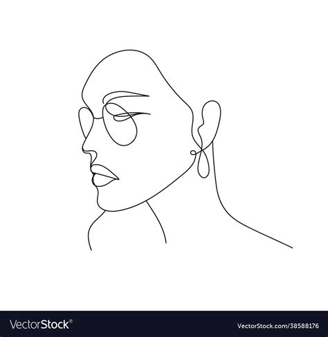 Linear Face Art Woman Portrait Royalty Free Vector Image