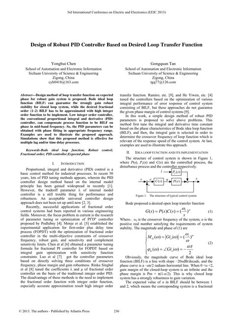 Pdf Design Of Robust Pid Controller Based On Desired Loop Transfer Function