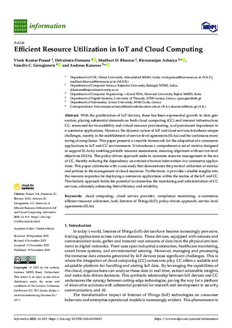 Pdf Efficient Resource Utilization In Iot And Cloud Computing