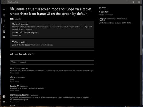 Microsoft Edge Full Screen Mode Now Expected In Windows 10 Redstone 3