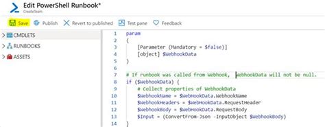 how to start a powershell runbook by webhook in azure automation using