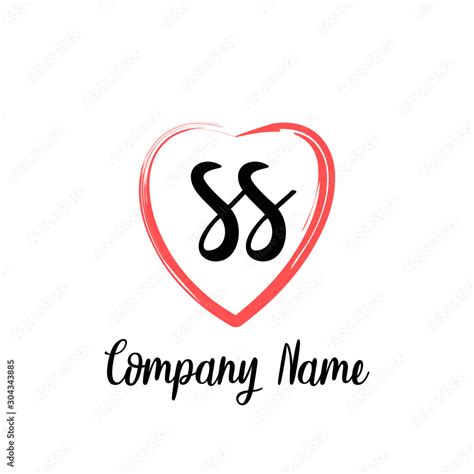 SS Initial Handwriting In A Love Brush Shaped Template Stock Vector Adobe Stock