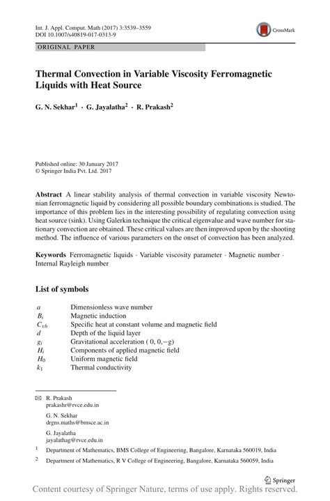 Thermal Convection In Variable Viscosity Ferromagnetic Liquids With