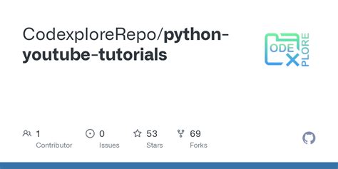 GitHub CodexploreRepo Python Youtube Tutorials