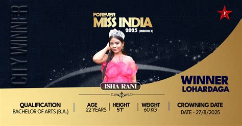 Miss Lohardaga Isha Rani Miss India City Winner 2025