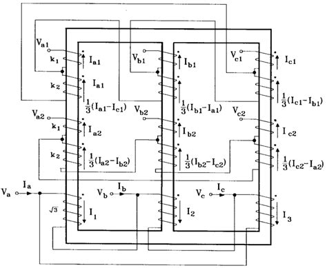 winding configuration of the extended delta transformer on a three limb