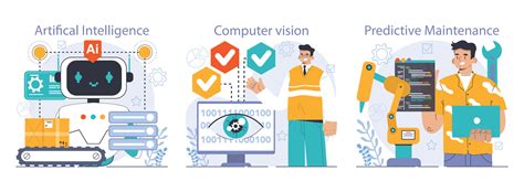 Robotic Manufacture Set Automated Systems Or Ai Working For Manufacturing 41172508 Vector Art