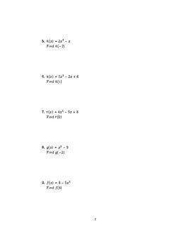 Evaluating Functions Worksheet No With Solutions By Mathamaniacs