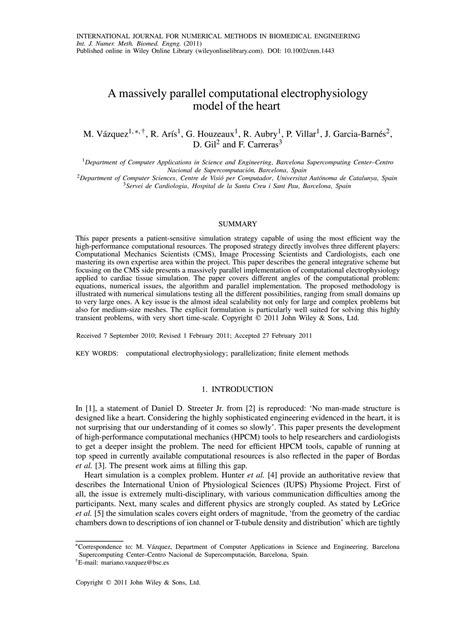 Solution A Massive Parallel Computational Electrophysiology Model Of