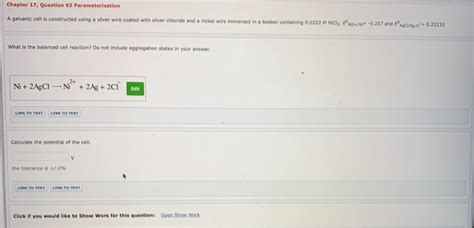 solved chapter 17 question 92 parameterization a galvanic