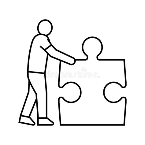 Jigsaw Human Puzzle Line Icon Vector Illustration Stock Illustration Illustration Of Success