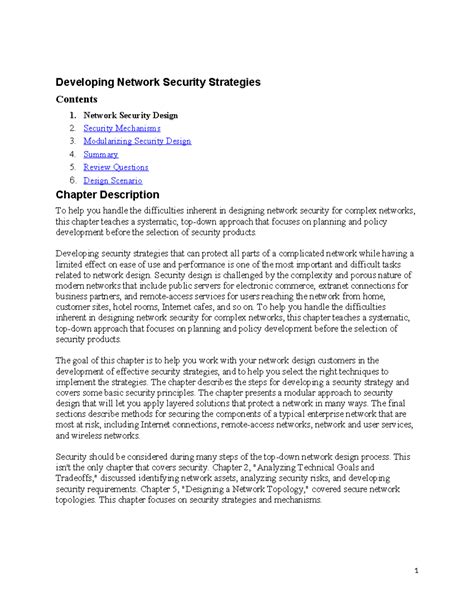 Developing Network Security Strategies Developing Network Security
