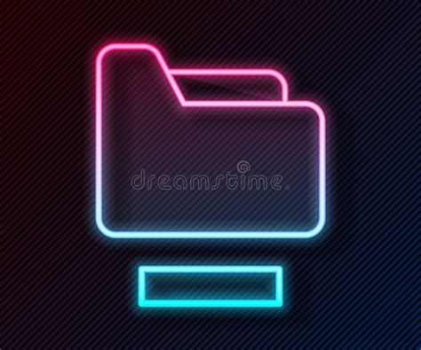Glowing Neon Line Document Folder Icon Isolated On Black Background Accounting Binder Symbol