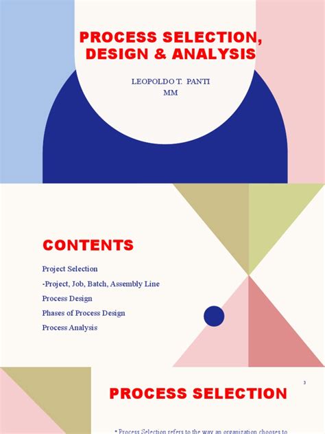 process selection design analysis presentation pdf design