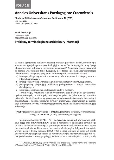 Pdf Terminological Problems Of Information Architecture