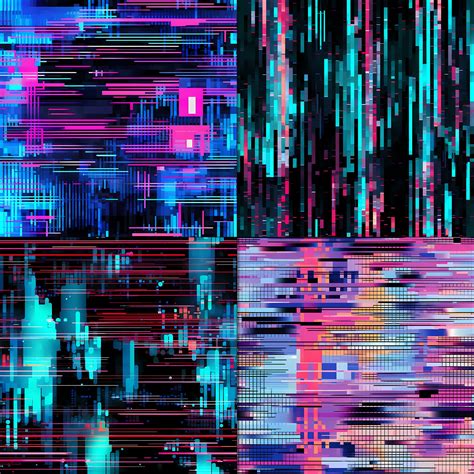 20 Seamless Digital Glitch Patterns Matrix And Broken Electronics
