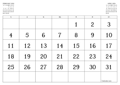 พิมพ์ปฏิทินและตัววางแผนสำหรับเดือน มีนาคม 2567 A4 A3 เป็น Pdf และ Png 7calendar มีนาคม