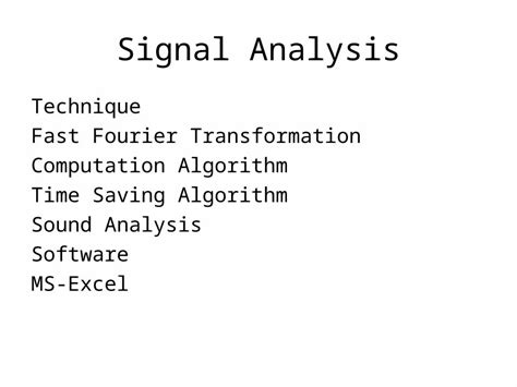 Ppt Fast Fourier Transformation Of Vibration Signals Using Microsoft