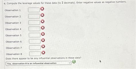 solved consider the following data for two variables x and