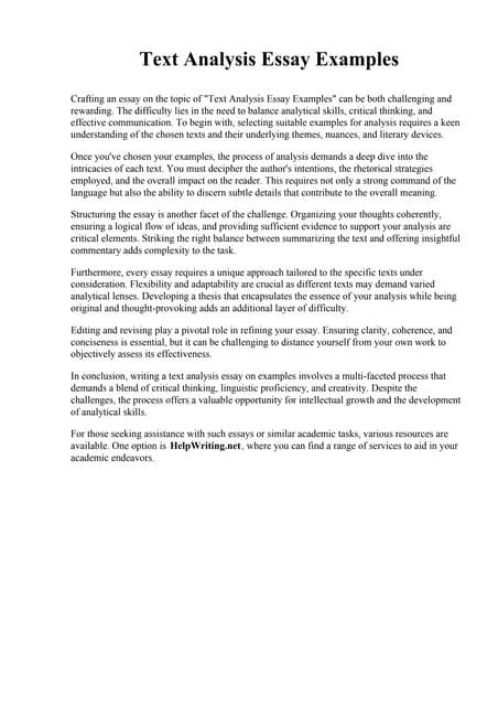 Text Analysis Essay Examples Conestoga College Pdf