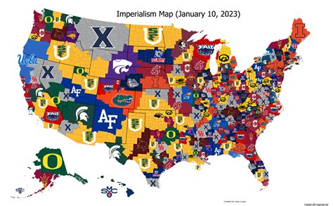 College Basketball Imperialism Map February 10 2023 R