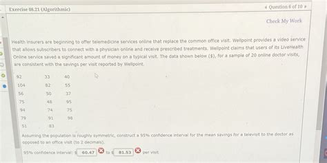 Solved Exercise 0821 Algorithmic Question 6 Of 10 Check My Work