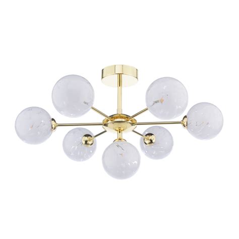Dar Lighting Cohen 7 Light Semi Flush Ceiling Light In Polished Gold