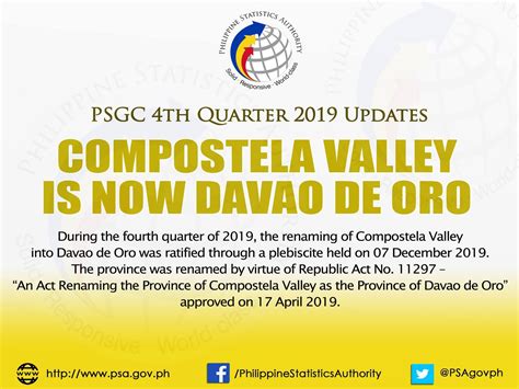 Psgc 4th Quarter 2019 Philippine Statistics Authority