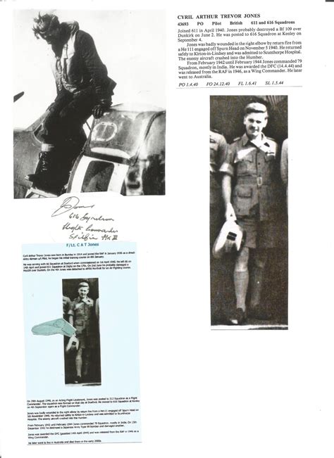 At Auction Ww2 Bob Fighter Pilot Cyril Jones 611 Sqn Signature Piece