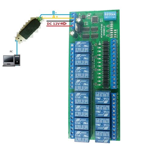 12ch Digital Input Output Uart Rs485 Relay Module Modbus Rtu Din35 C45 Rail Box For Plc Ptz Led