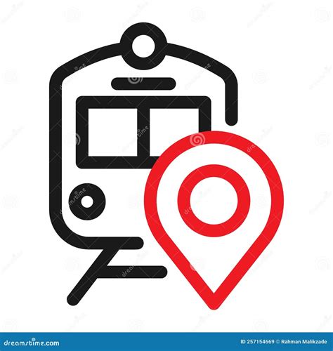 Railway Station Map Pointer Line Icon Map Pointer With Train Vector