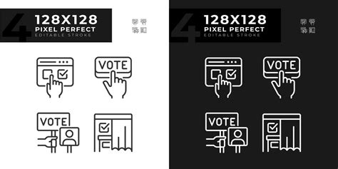 Pixel Perfect Set Of Icons Representing Voting Isolated Vector Illustration For Dark And Light