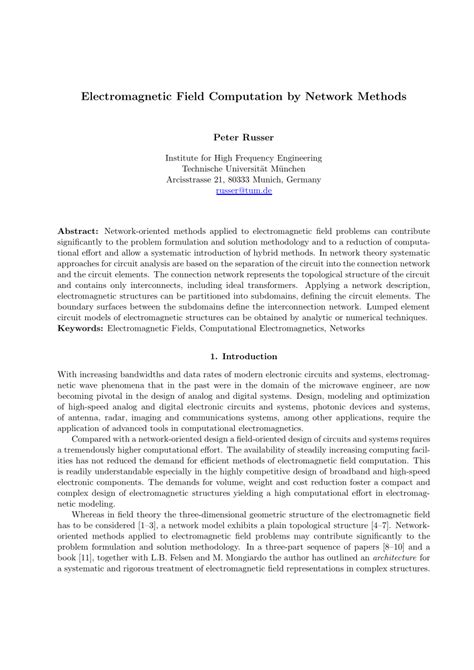 pdf electromagnetic field computation by network methods