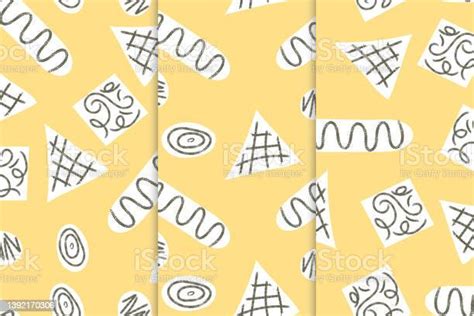 블랙 지그재그 브러시 스트로크와 원활한 원시 민족 패턴세트 개체 그룹에 대한 스톡 벡터 아트 및 기타 이미지 개체 그룹