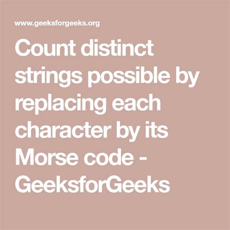 count distinct strings using morse code