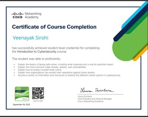 Veenayak Sirohi On Linkedin Cybersecurity Ciscocertification