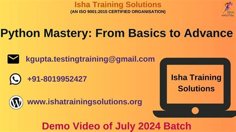 Python Mastery From Basics To Advance Demo Pls Call Or Whatsappus On 91 8019952427 To Enroll