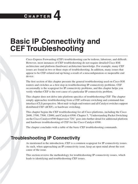basic ip connectivity and cef troubleshooting hapter download free