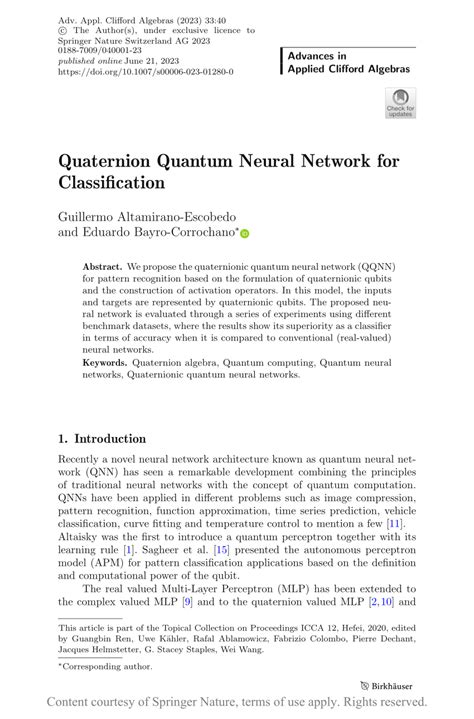 quaternion quantum neural network for classification