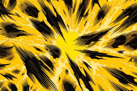 Stream Of Yellow Lightning Strikes Comic Book Pattern Generative Ai