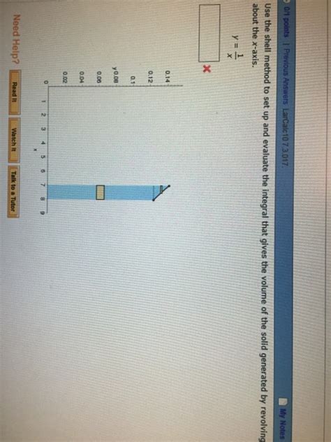 solved use the shell method to set up and evaluate the