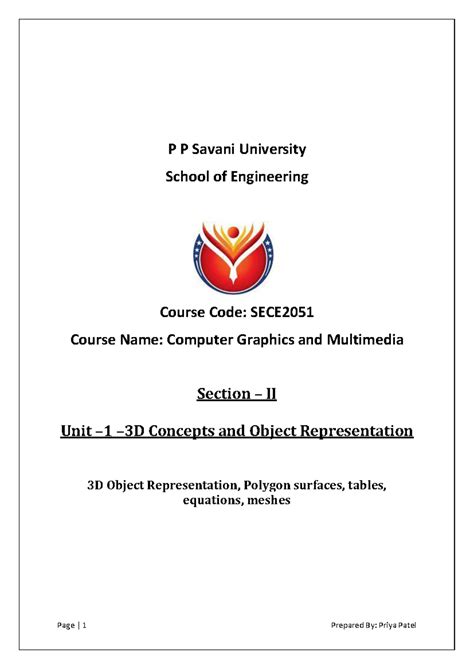 unit 1 3d object representation polygon surfaces tables equations