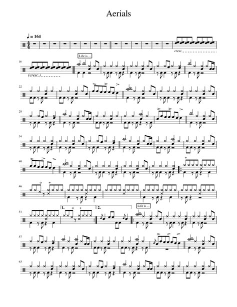 Aerials System Of A Down Sheet Music For Drum Group Solo