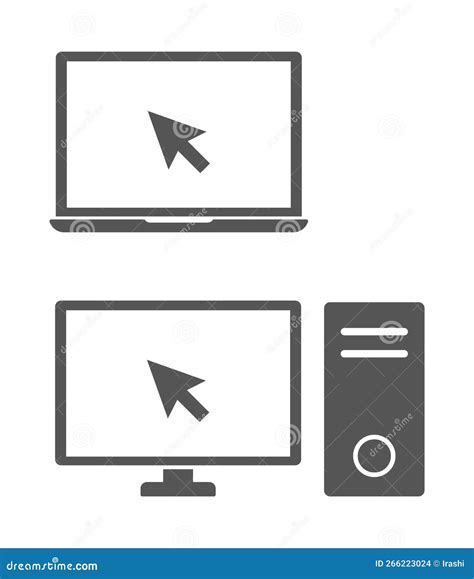 Laptop And Desk Pc Computer With Mouse Pointer Stock Vector Illustration Of Front Screen