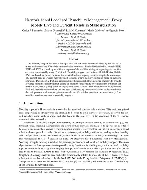 Pdf Network Based Localized Ip Mobility Management Proxy Mobile Ipv6 And Current Trends In