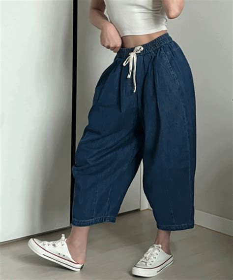 [찐하체커버찐강츄👍🏻] 사계절 데일리 허리밴딩 8부 배기핏 항아리 바지 에이블리