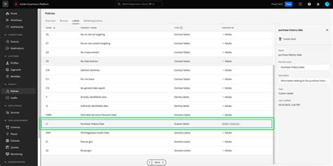 Manage Data Usage Labels In The Ui Adobe Experience Platform
