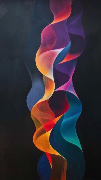 Abstract Vibrant Colorful Waves Against Black Background Digital Art